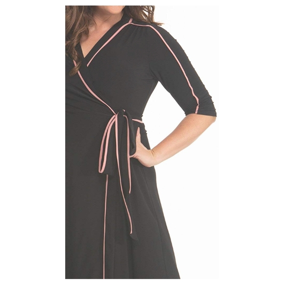Kiyonna | Dresses | Kiyonna Plus Size Wrap Dress Black W Peach | Poshmark